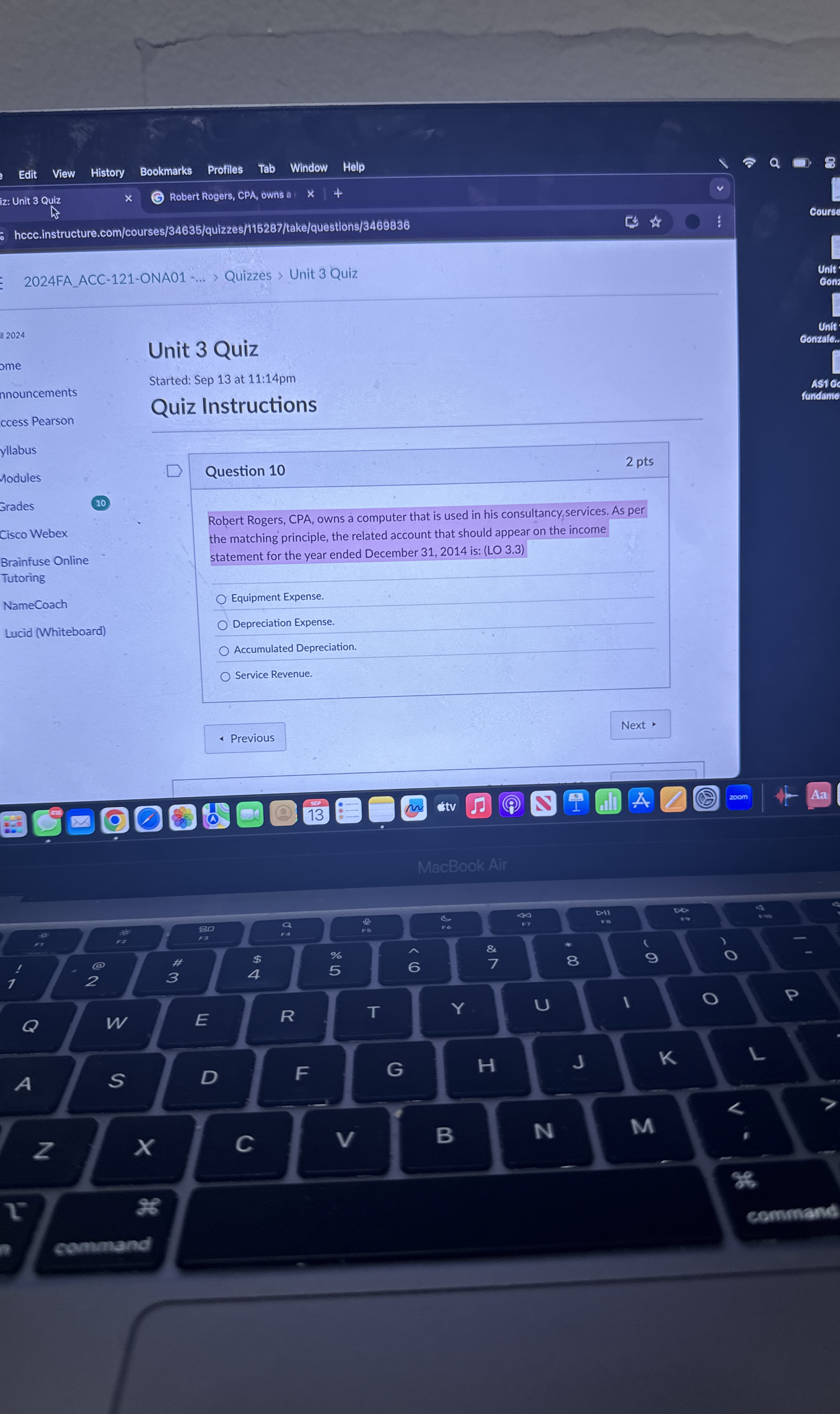 Solved Question 10Robert Rogers, CPA, owns a computer that | Chegg.com