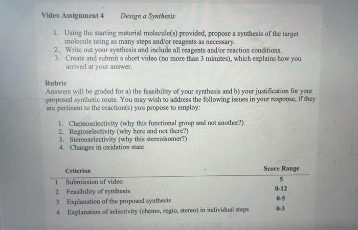 Solved Video Assignment 4 Design a Synthesis 1. Using the | Chegg.com