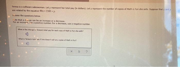 Solved Teresa is a software saleswoman. Let y represent her | Chegg.com