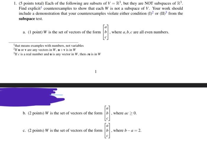 Solved 1. (5 points total) Each of the following are subsets | Chegg.com