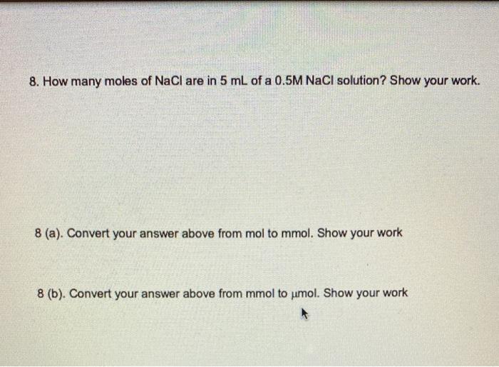 Solved Part 3: Making Solutions 5. How do you make 10 mL of | Chegg.com