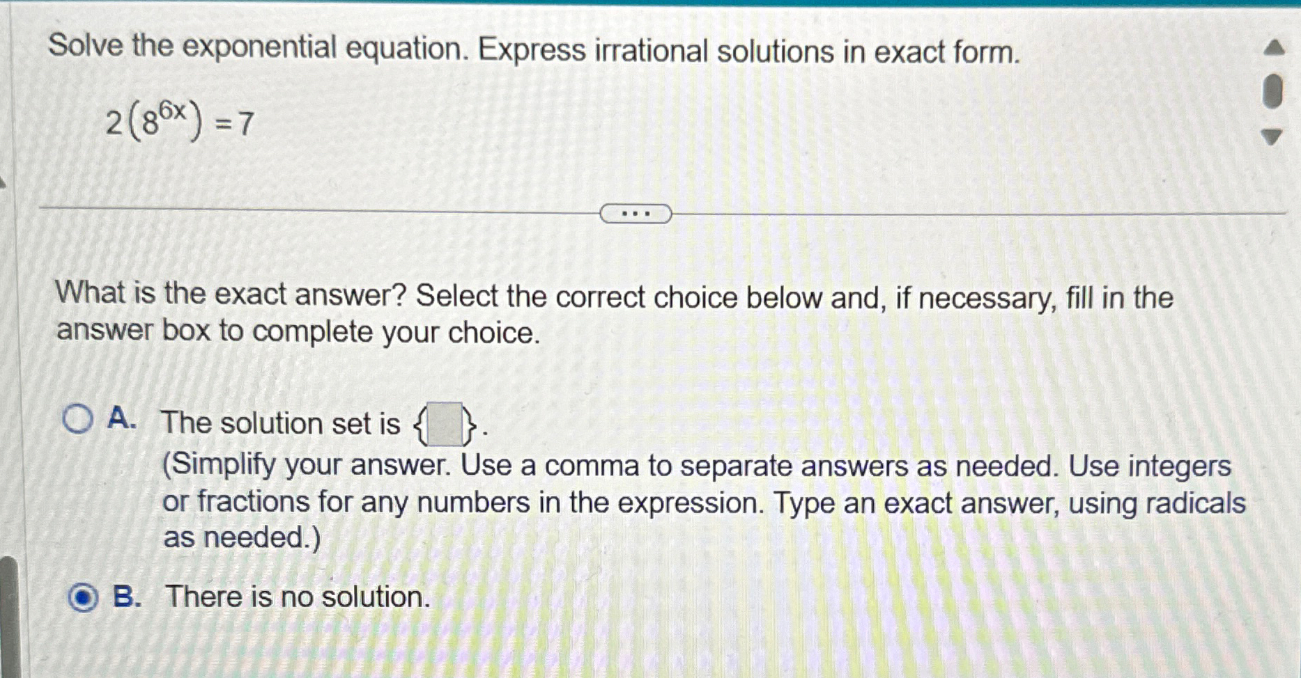 Solved Solve the exponential equation. Express irrational | Chegg.com