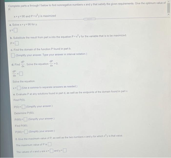 Solved Complete parts a through f below to find nonnegative | Chegg.com