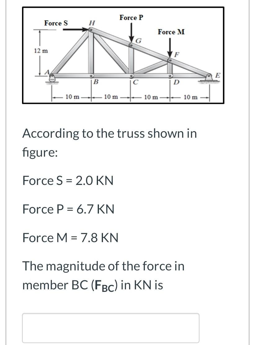 Solved Force P Forces Force M 12 m E 10 m 10 m 10 m 10 m | Chegg.com