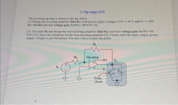 Solved The inverting op-amp is shown in the fige below. (1) | Chegg.com
