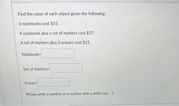 Solved Find the value of each object given the following: 3 | Chegg.com