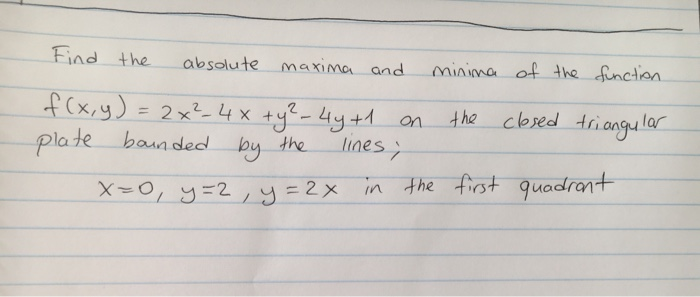 Solved Find the absolute maxima and minima of the function. | Chegg.com