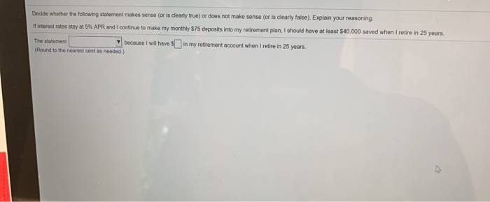 Solved Decide whether the following statement makes sense | Chegg.com
