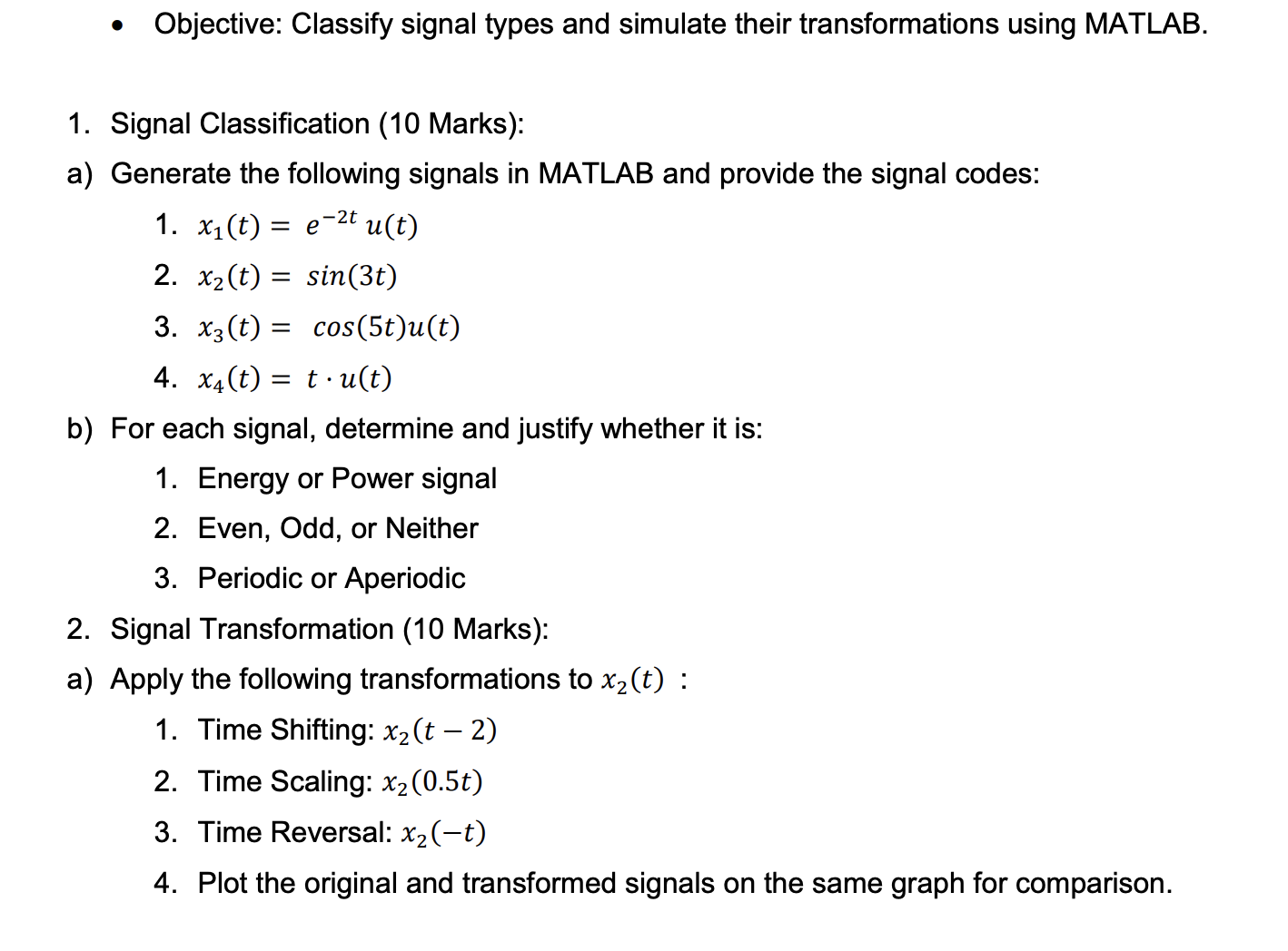 1. ﻿Signal Classification (10 ﻿Marks): | Chegg.com