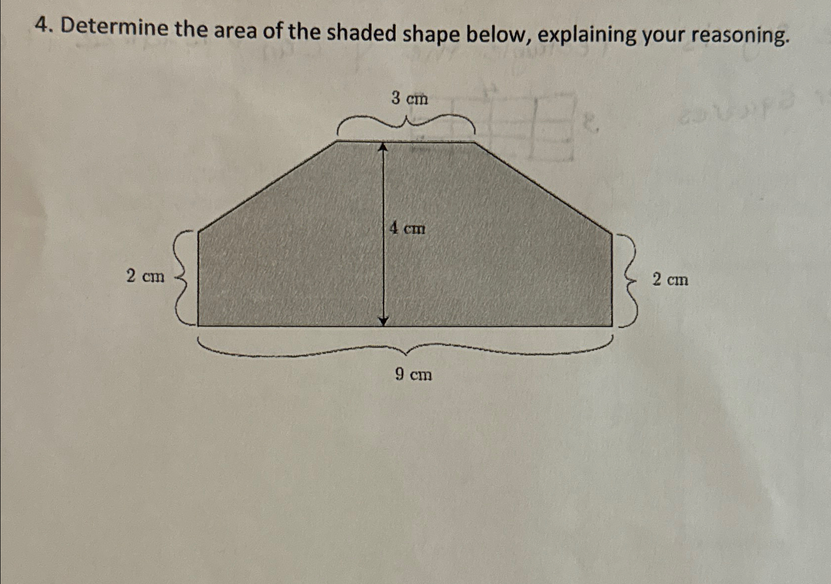 Solved Determine the area of the shaded shape below, | Chegg.com