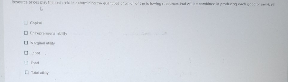 Solved Resource prices play the main role in determining the | Chegg.com