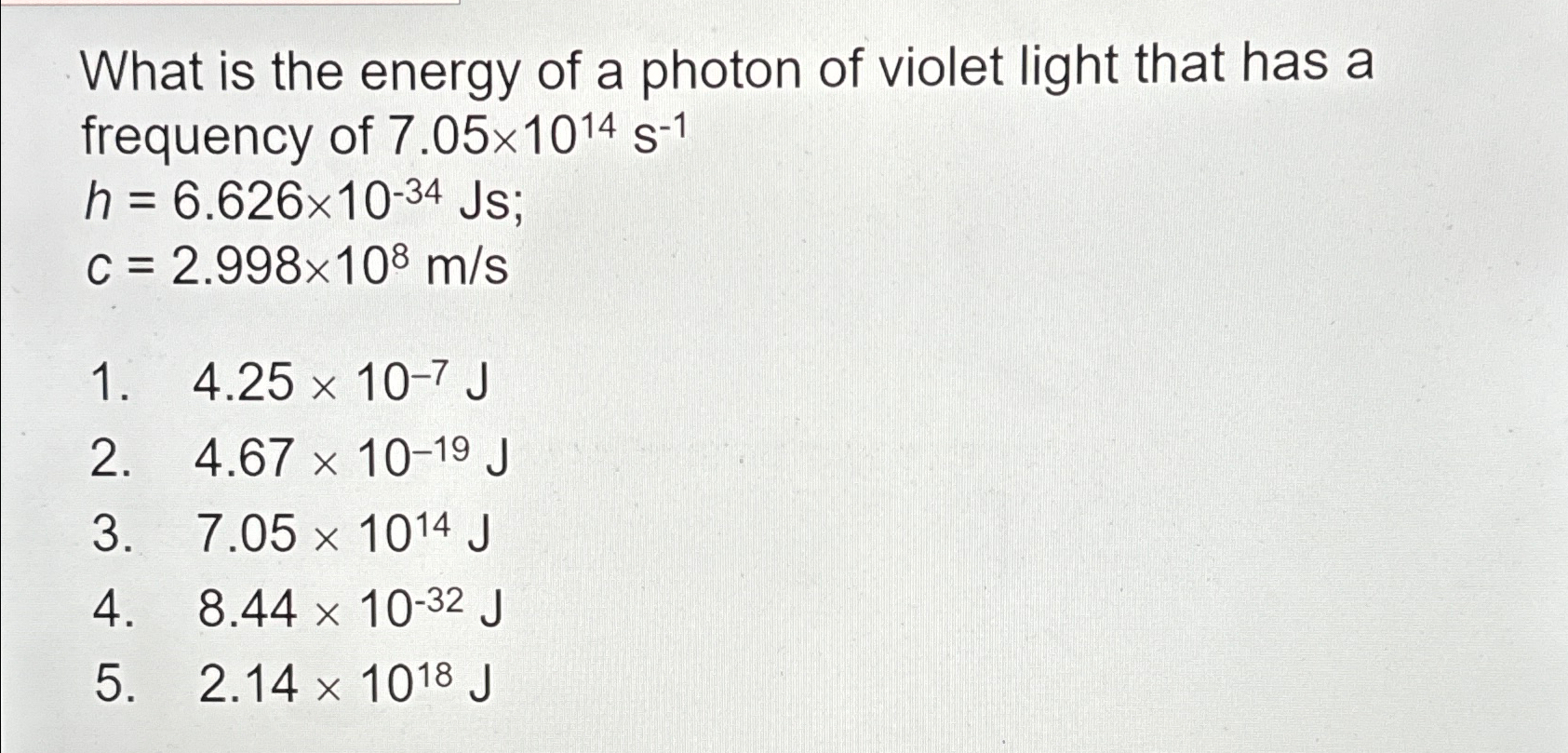 Solved What is the energy of a photon of violet light that | Chegg.com