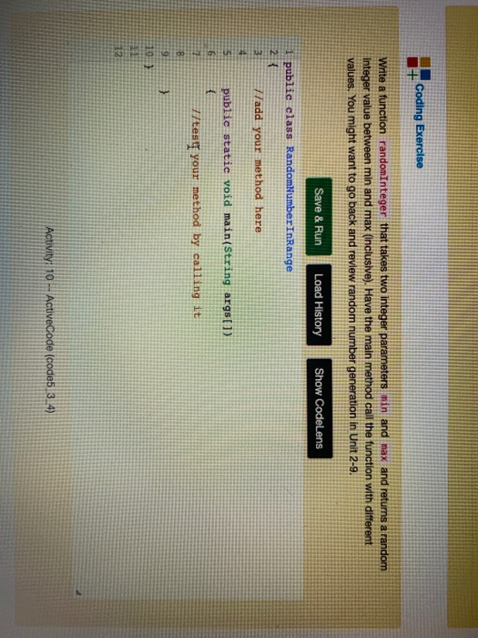 Solved H+ Coding Exercise Write a function randomInteger | Chegg.com