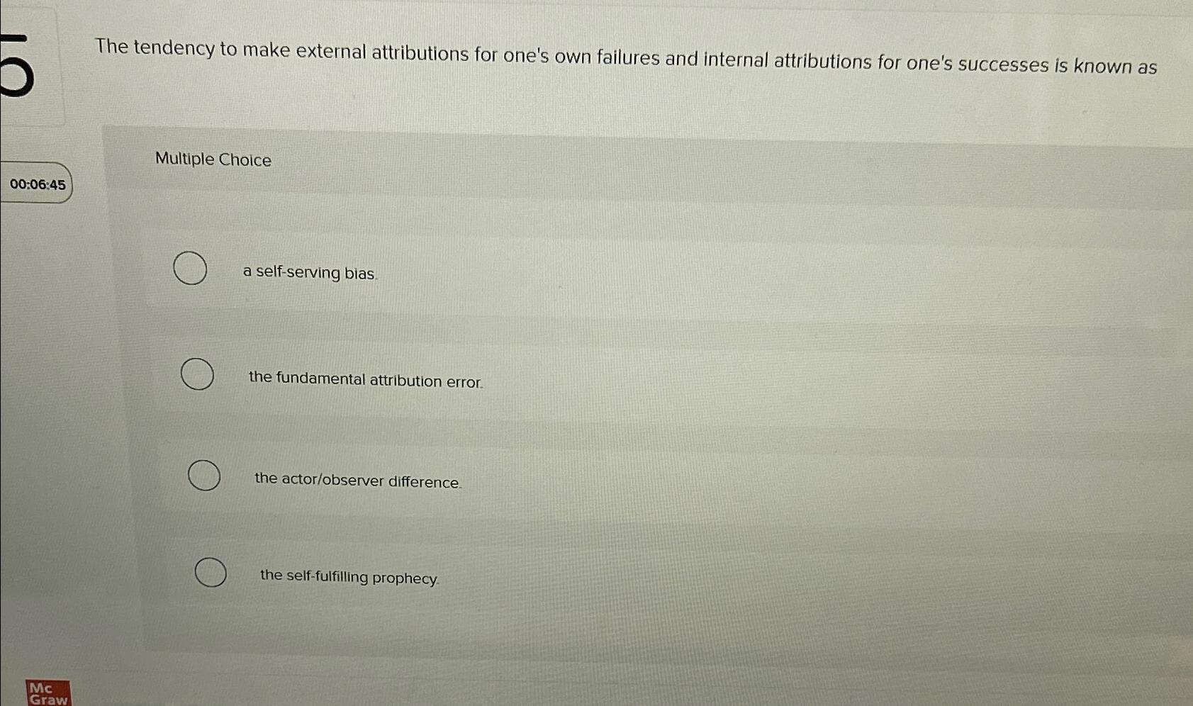 Solved The tendency to make external attributions for one's | Chegg.com