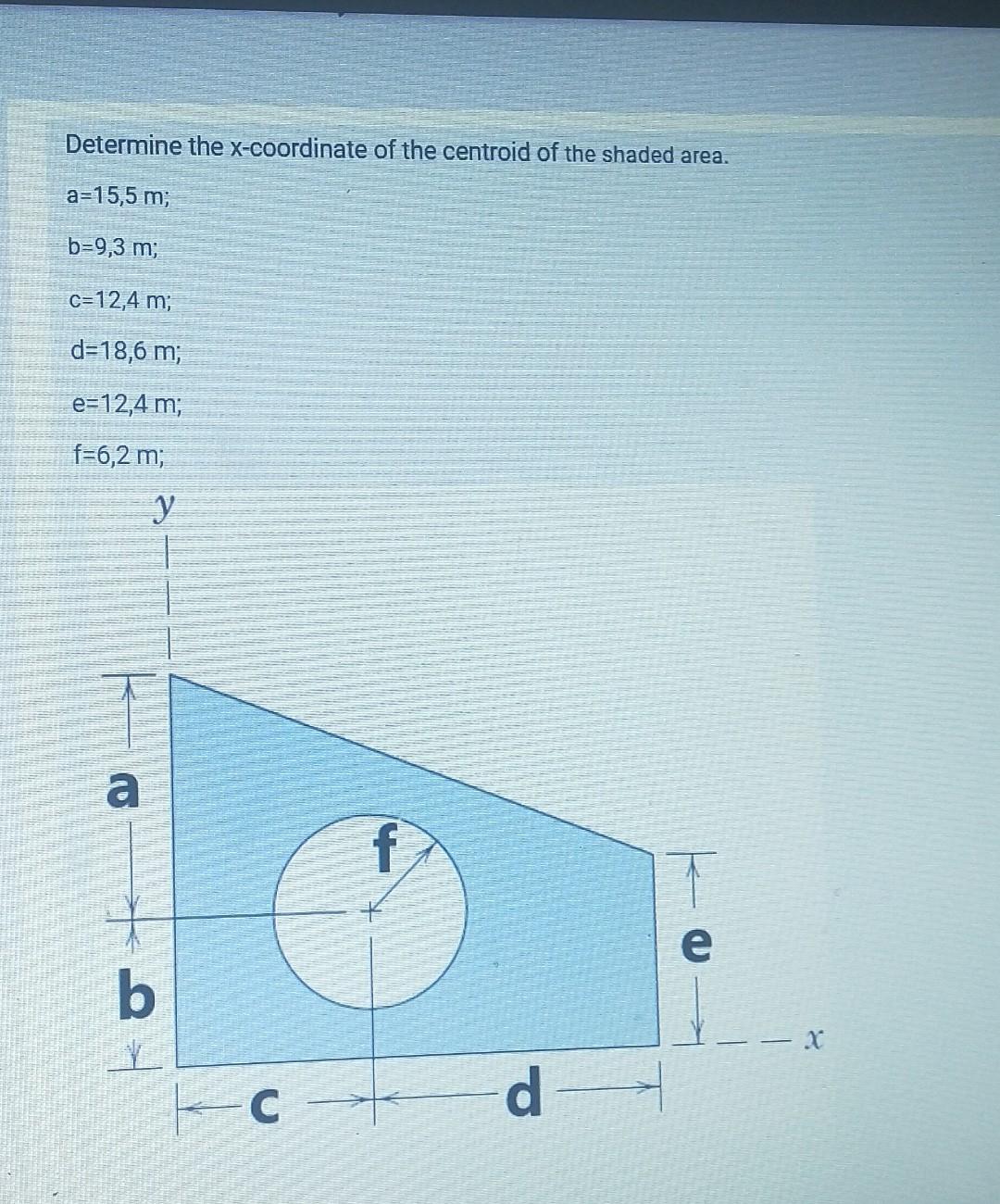 Solved Determine the x-coordinate of the centroid of the | Chegg.com