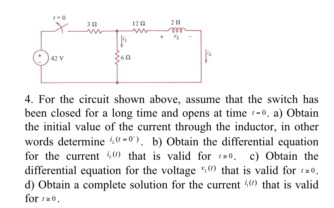 Solved For the circuit shown above, assume that the switch | Chegg.com