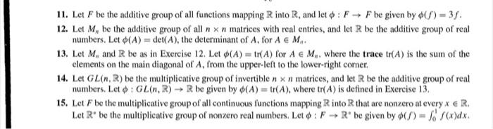 Solved 11. Let F be the additive group of all functions | Chegg.com