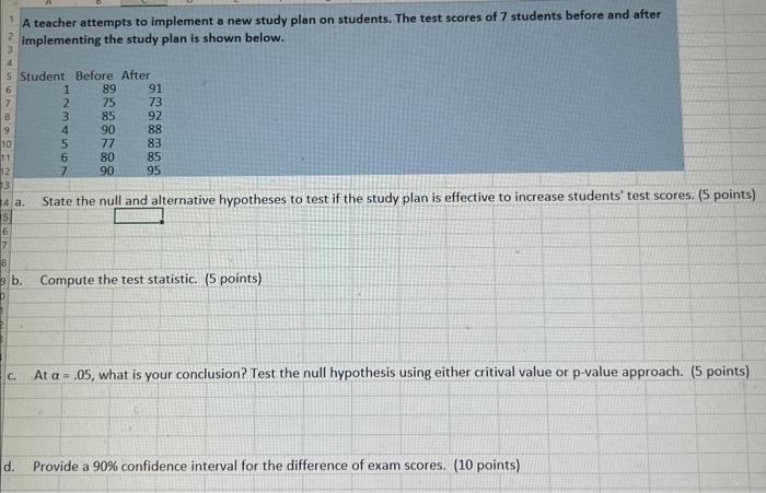 Solved A teacher attempts to implement a new study plan on | Chegg.com