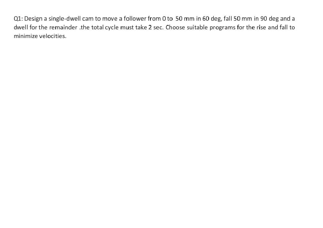 Solved Q1: Design a single-dwell cam to move a follower from | Chegg.com