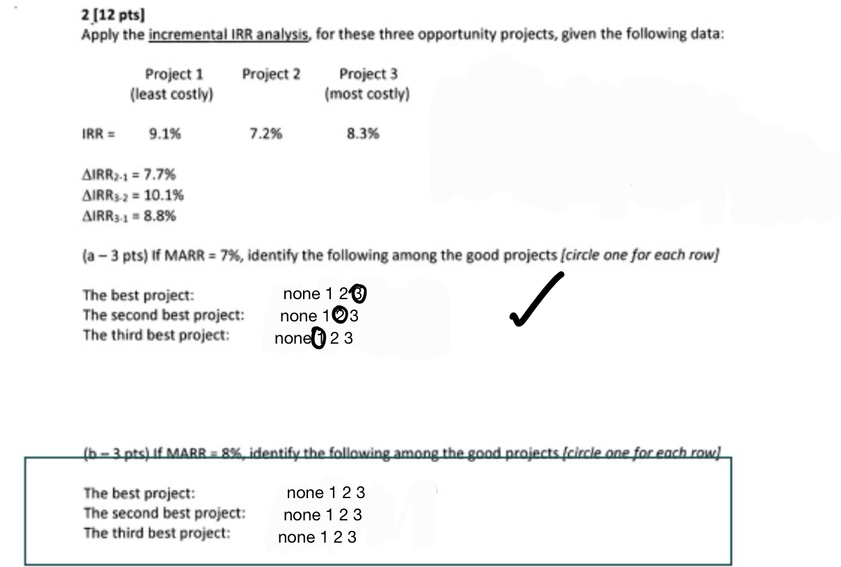Solved 2 [12 ﻿pts]Apply the incremental IRR analysis, for | Chegg.com