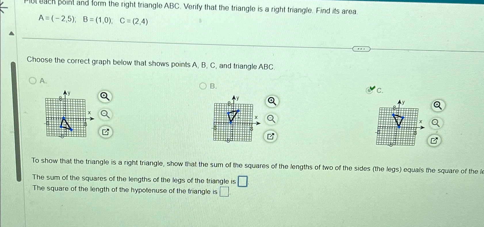 Solved point and form the right triangle ABC. Verify that | Chegg.com