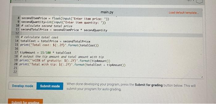 Solved 2.13 Week 1 Program: Food receipt Note When accuracy | Chegg.com