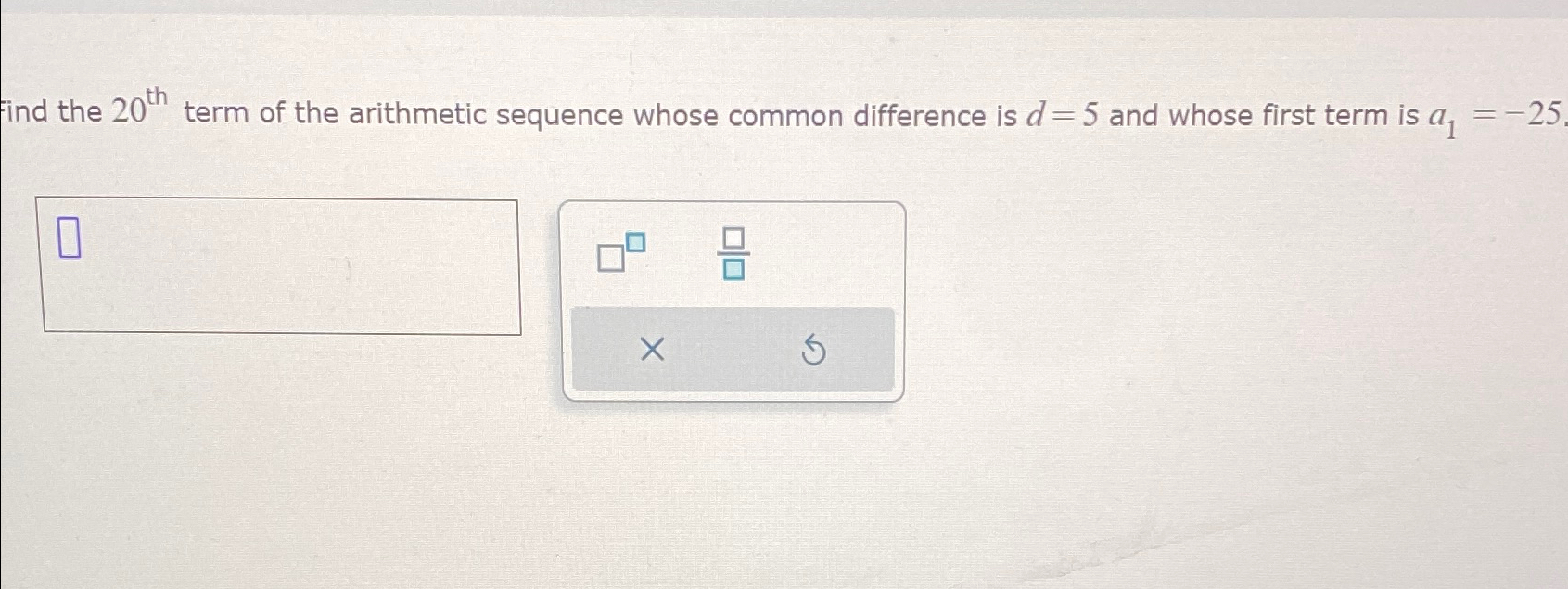 Solved Find the 20th ﻿term of the arithmetic sequence whose | Chegg.com