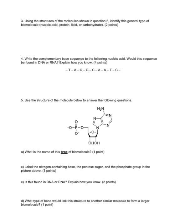 Solved 3. Using the structures of the molecules shown in | Chegg.com