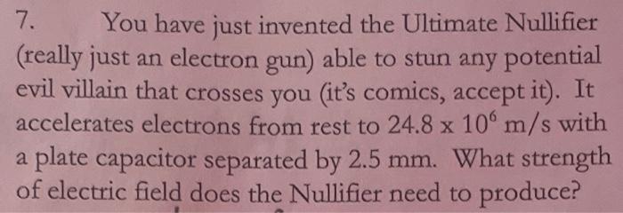 Solved 7. You have just invented the Ultimate Nullifier | Chegg.com