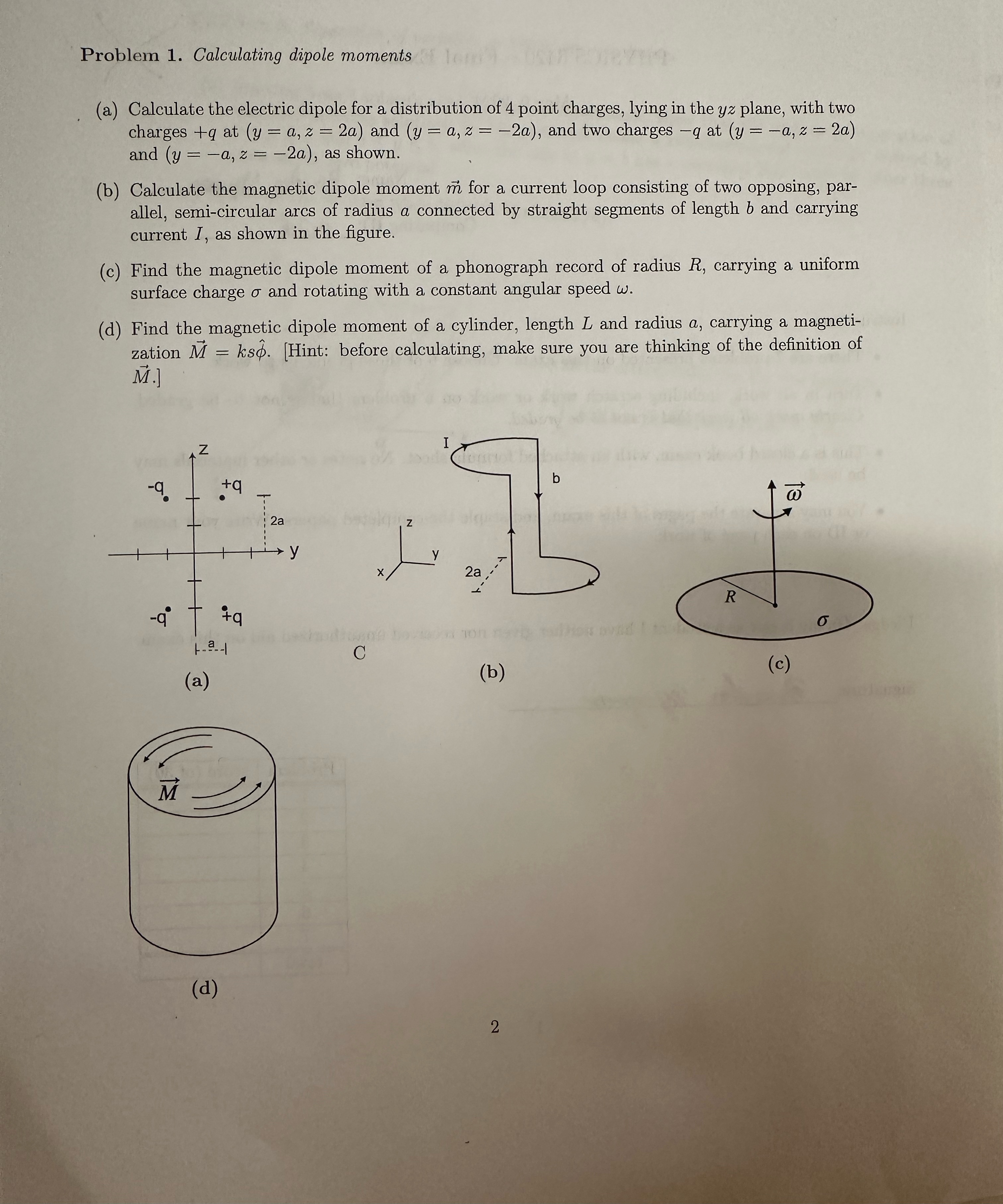 Solved Problem 1. ﻿Calculating dipole moments(a) ﻿Calculate | Chegg.com