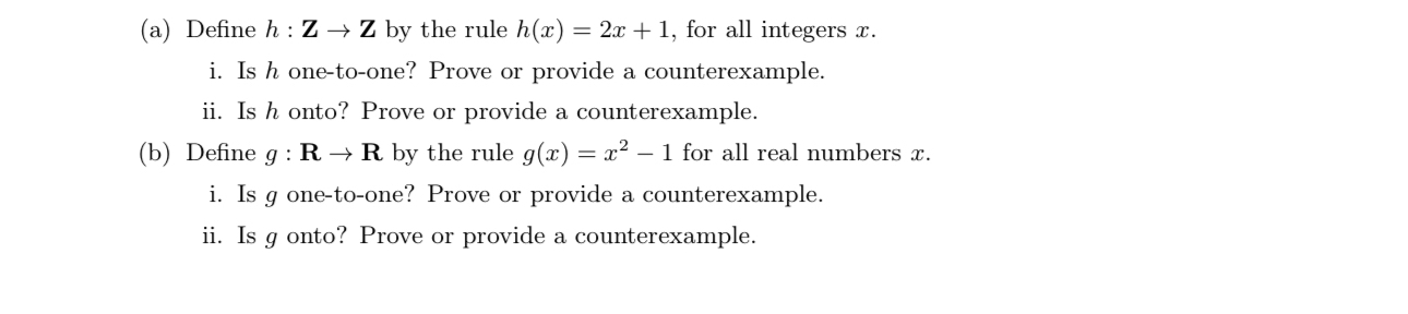 Solved (a) ﻿Define h:Z→Z ﻿by the rule h(x)=2x+1, ﻿for all | Chegg.com