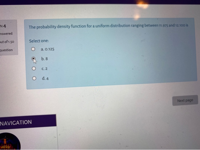 Solved N4 The probability density function for a uniform | Chegg.com