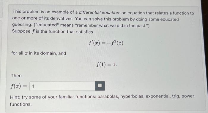 Solved This problem is an example of a differential | Chegg.com