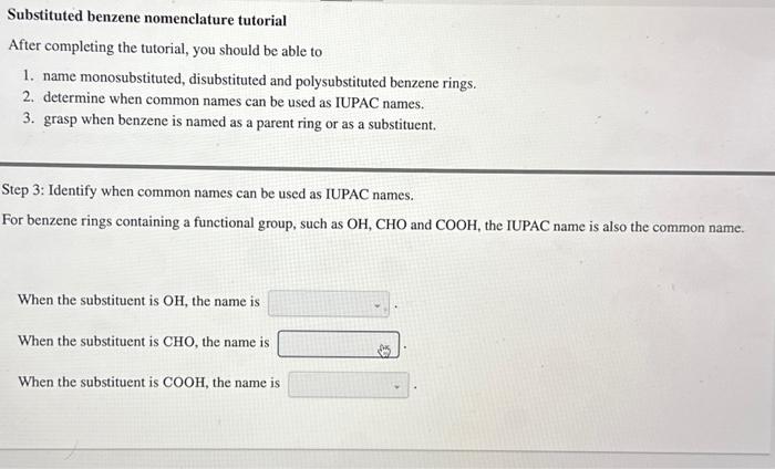 Solved Substituted benzene nomenclature tutorial After | Chegg.com