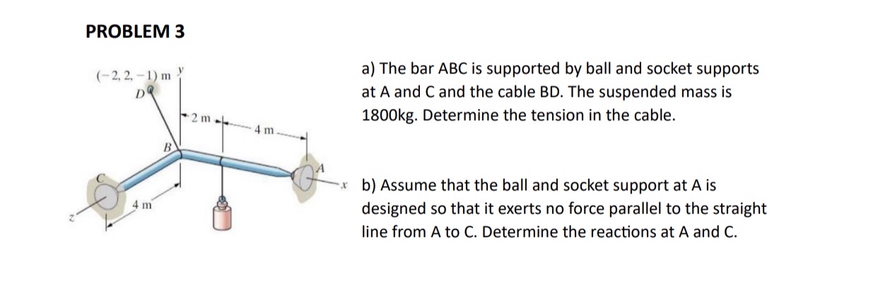 Solved PROBLEM 3a) ﻿The bar ABC is supported by ball and | Chegg.com