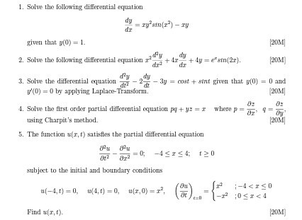 Solved + 2. Solve the following differential equation 2 1. | Chegg.com