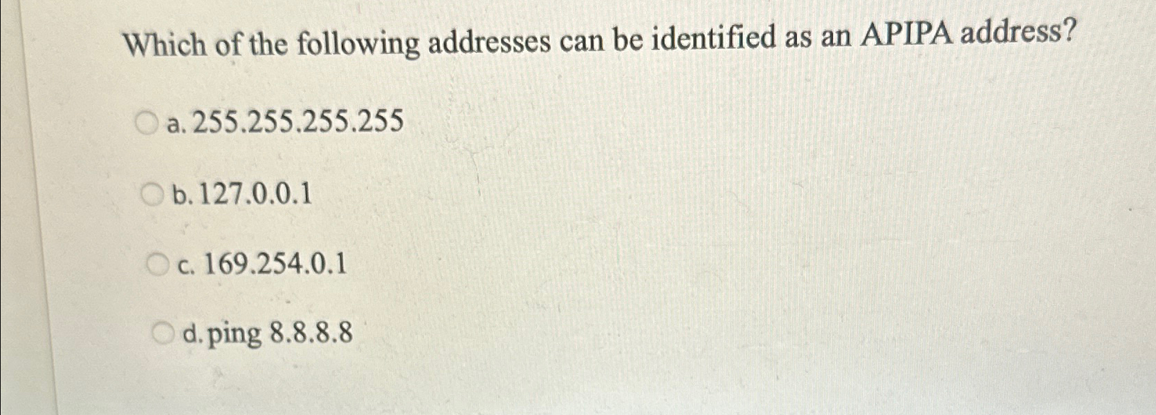 Solved Which of the following addresses can be identified as | Chegg.com