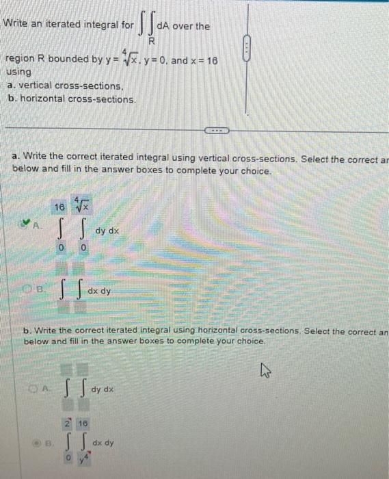Solved Write an iterated integral for ∬RdA over the region R | Chegg.com