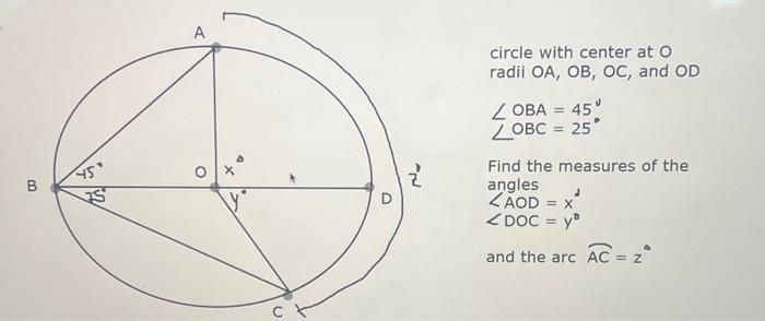 Solved (a) Find the measures of the angles angle AOD=xangle | Chegg.com