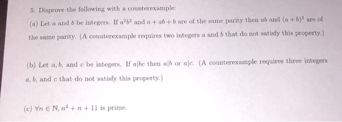 Solved 5. Disprove the following with a counterexample: (a) | Chegg.com