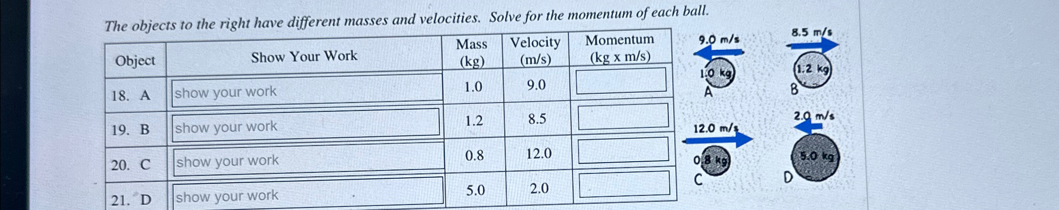Solved The objects to the right have different masses and | Chegg.com