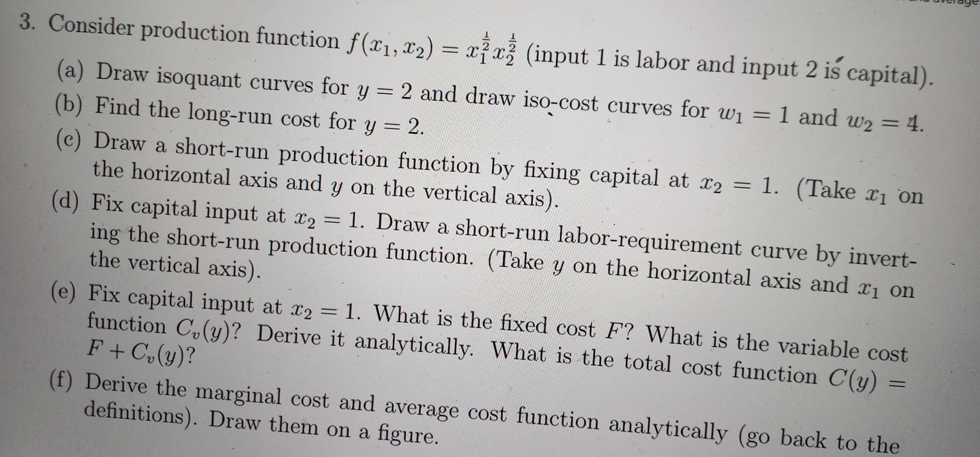 Solved Computer Science.....Consider production function | Chegg.com