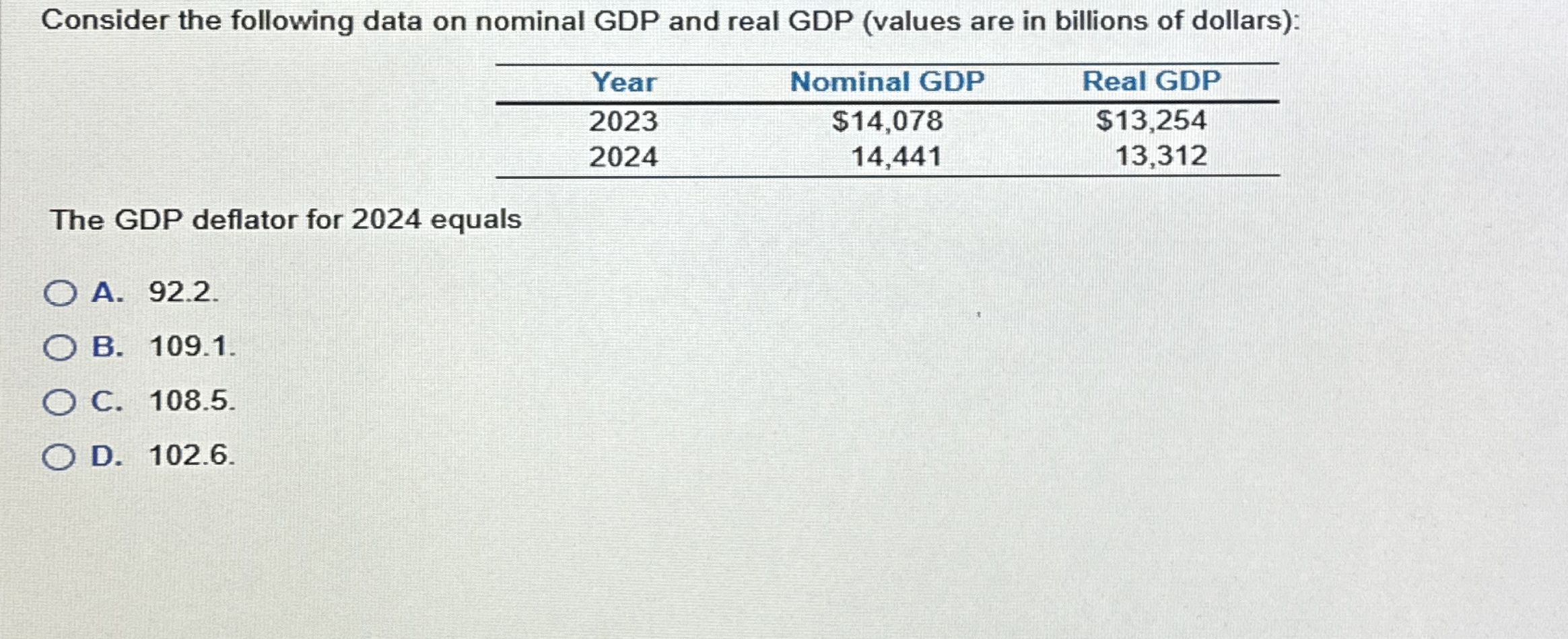 Solved Consider the following data on nominal GDP and real | Chegg.com