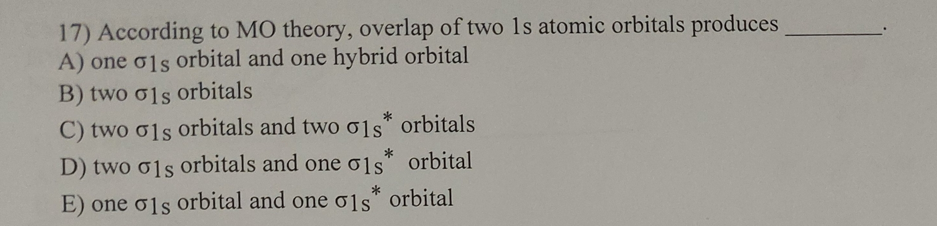 Solved According to MO theory, overlap of two 1 s atomic | Chegg.com