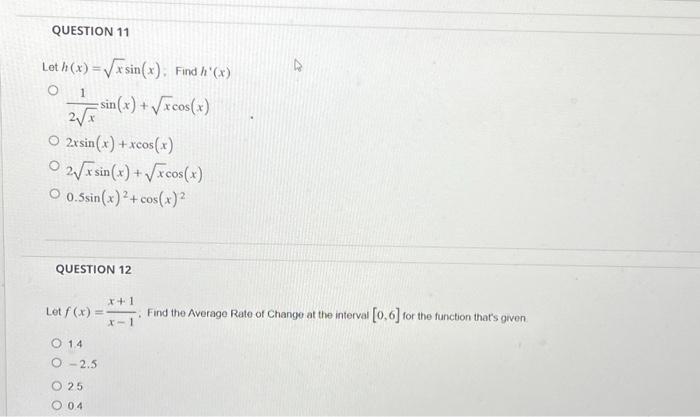 Solved Let h(x)=xsin(x); Find h′(x) | Chegg.com
