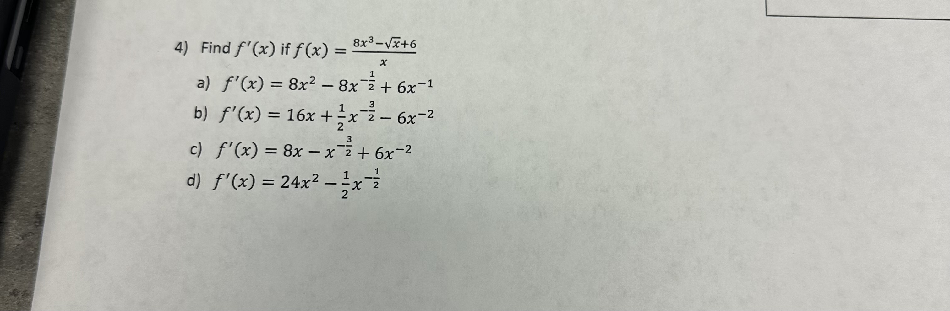 Solved Find f'(x) ﻿if | Chegg.com
