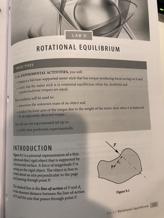 Solved LAB 9 ROTATIONAL EQUILIBRIUM OBJECTIVES la the | Chegg.com
