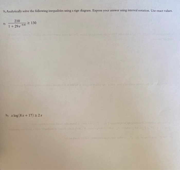 Solved 9 Analytically solve the following inequalities using | Chegg.com
