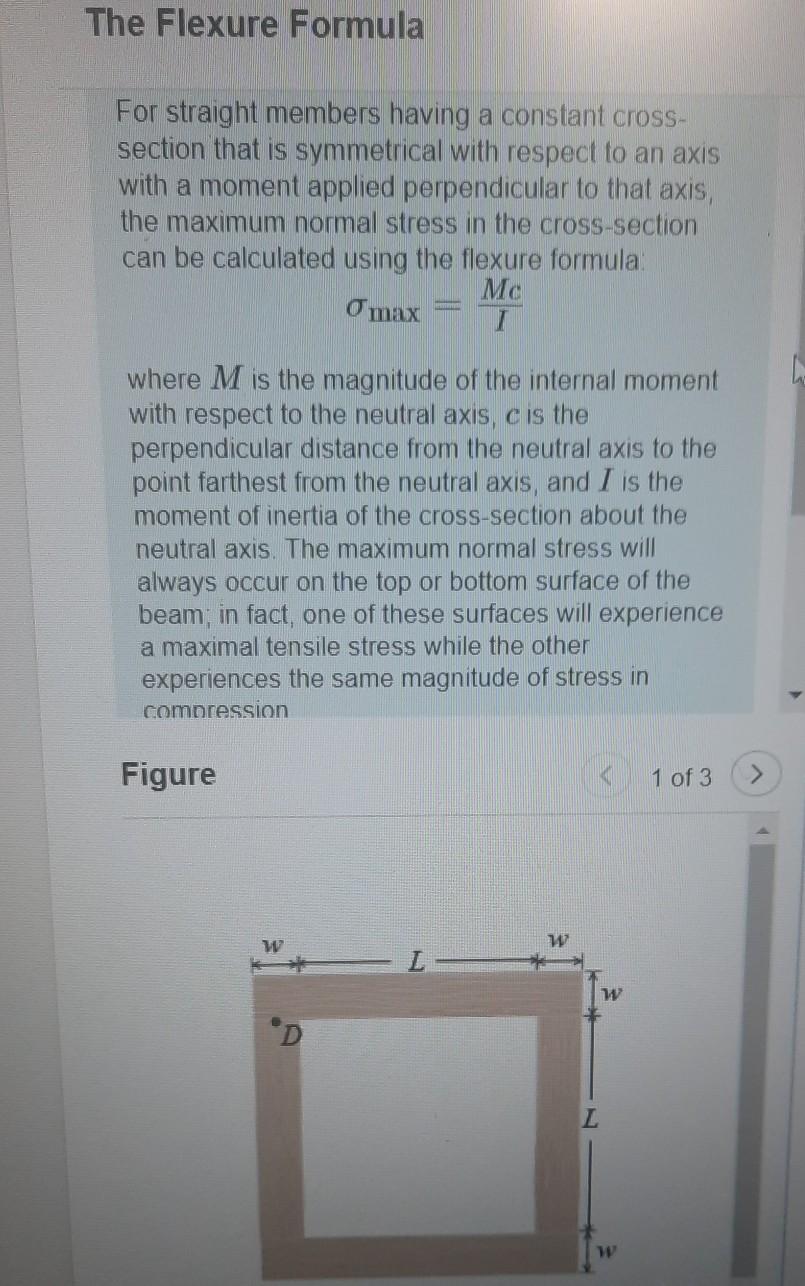 Solved The Flexure Formula For straight members having a | Chegg.com