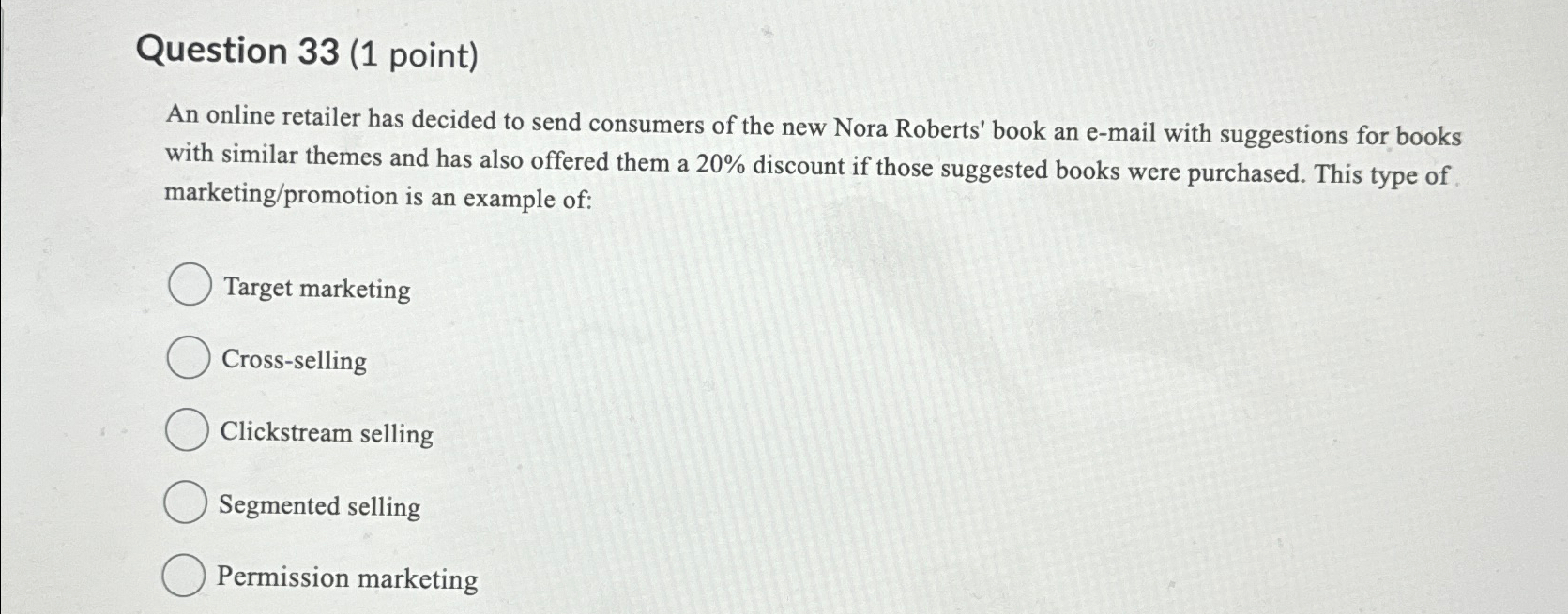 Solved Question 33 (1 ﻿point)An online retailer has decided | Chegg.com